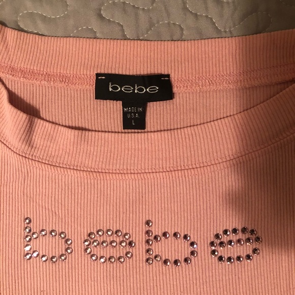 bebe | Tops | Bebe Logo Short Sleeve Uneck Pink Tee | Poshmark